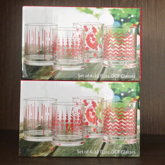 CKK Home D cor Dining Set Of Four 2 Oz Drinking Glasses With Red ckk-home-d-cor-dining-set-of-four-2-oz-drinking-glasses-with-red